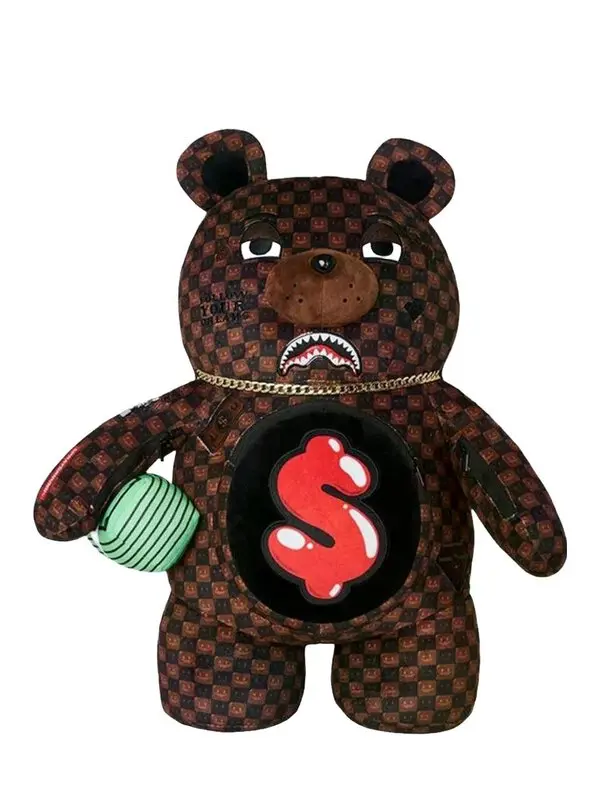 SPRAYGROUND Sharks In Paris Moneybear Check-print Backpack - Brown