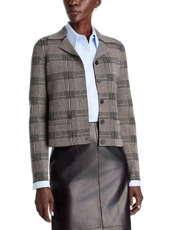 Lafayette 148 New York Check Stitch Knit Blazer - Hickory Multi