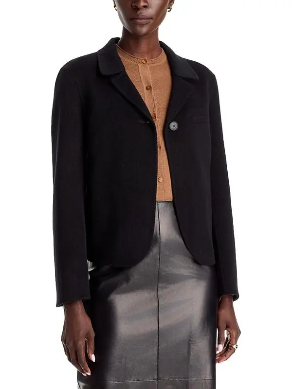Lafayette 148 New York Wool & Cashmere Notch Lapel Blazer - Black