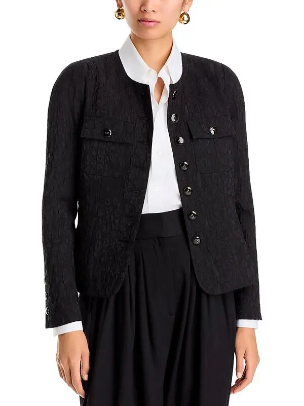Sonia Rykiel Paris Textured Fitted Rounded Shoulder Jacket - Black