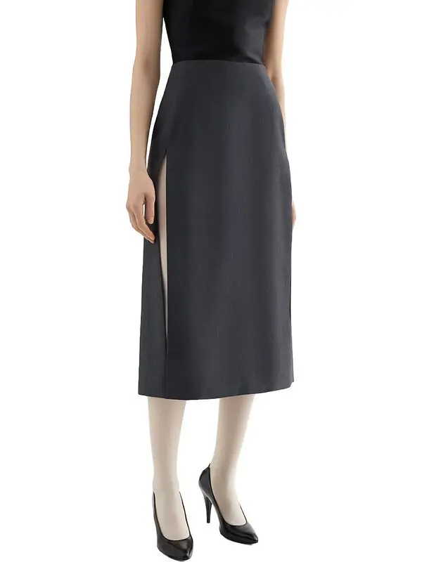 JIL SANDER Fil-a-fil Wool & Mohair Skirt - Fog