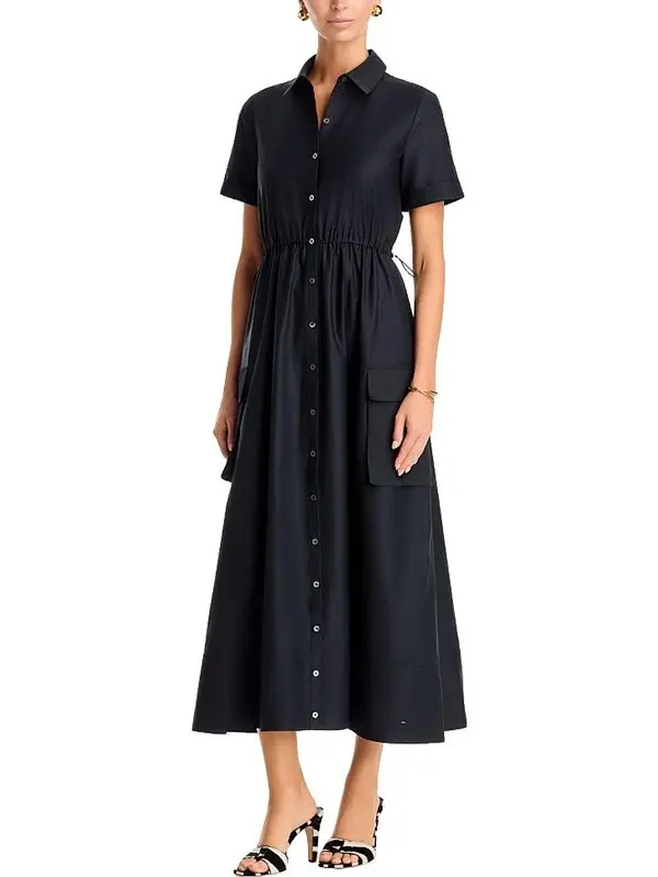 TOCCIN Maxine Short Sleeve Cotton Blend Shirt Dress - Jet