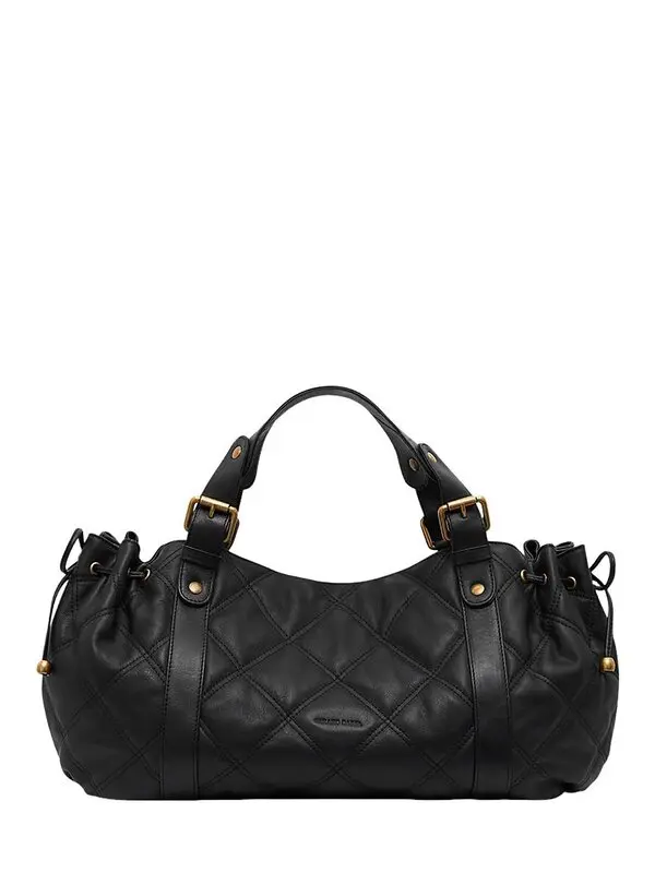 Gerard Darel 24h Matelasse Leather Overnight Bag - Black