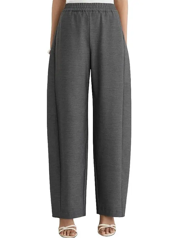 REISS Elle Barrel Leg Trousers - Grey