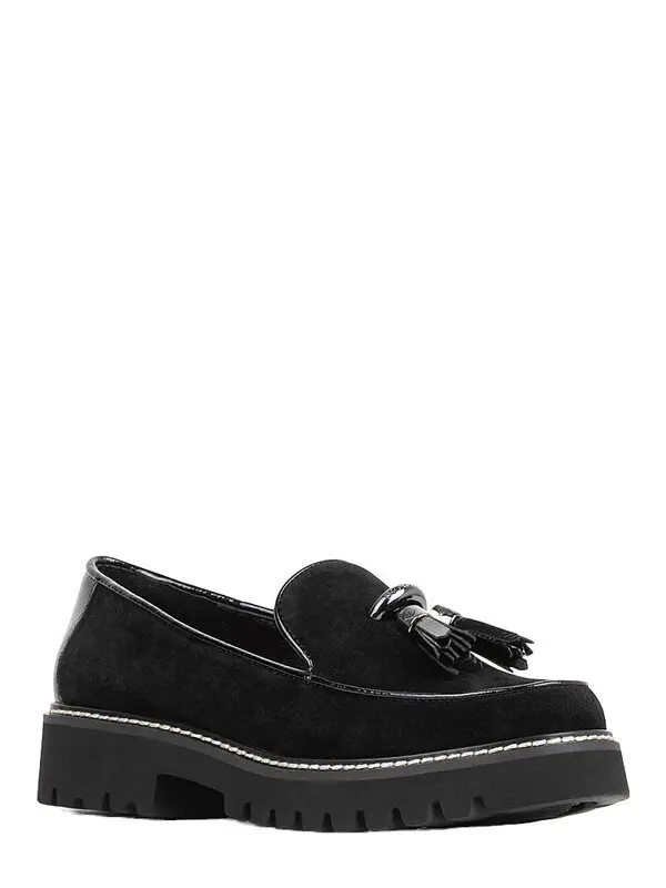 DONALD PLINER Suede Tassel Loafers - Black