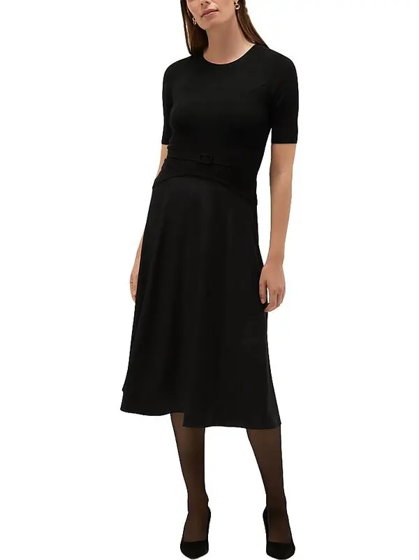 HOBBS LONDON Nadia Belted Mixed Media Dress - Black