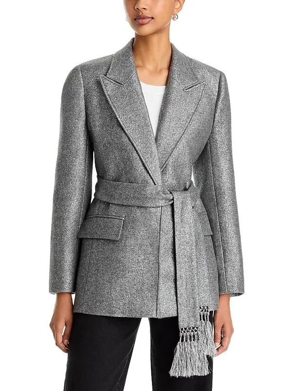 Kobi Halperin Trinity Wool Blend Belted Jacket - Grey