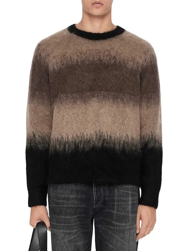 ALLSAINTS Storm Knit Crewneck Sweater - Brown/black