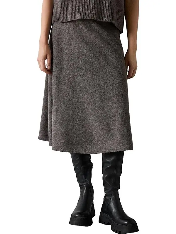 Whistles Wool Midi Skirt - Neutral