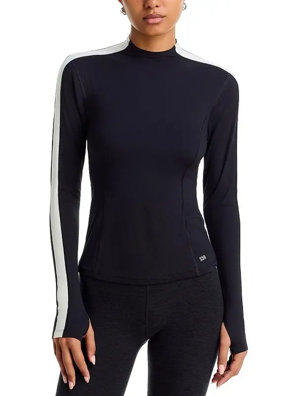 Splits59 Isabelle Mock Neck Top - Black/creme