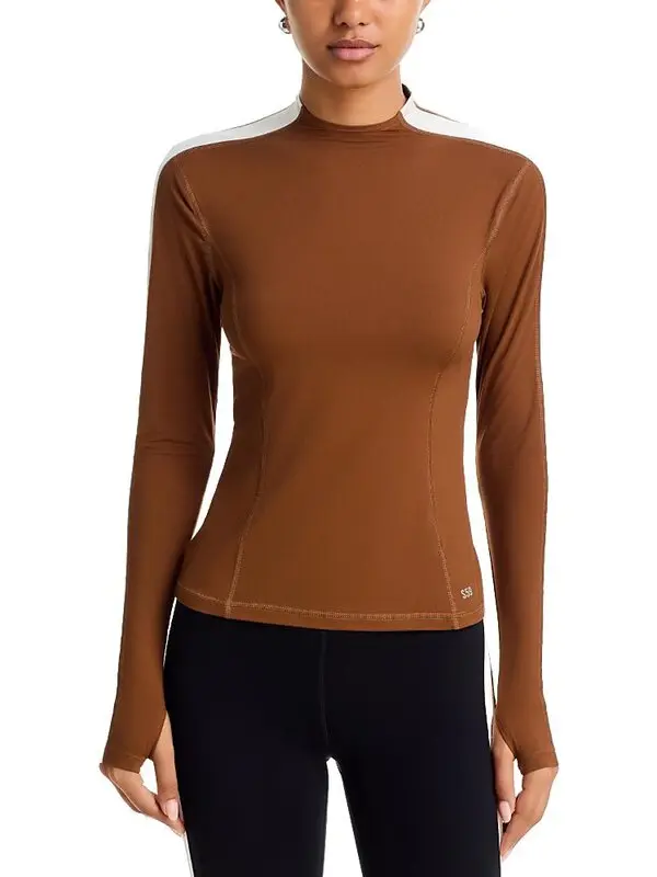 Splits59 Isabelle Mock Neck Top - Toffee/creme