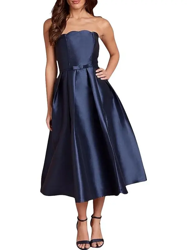 Coast Scalloped Strapless Midi Dress - Navy