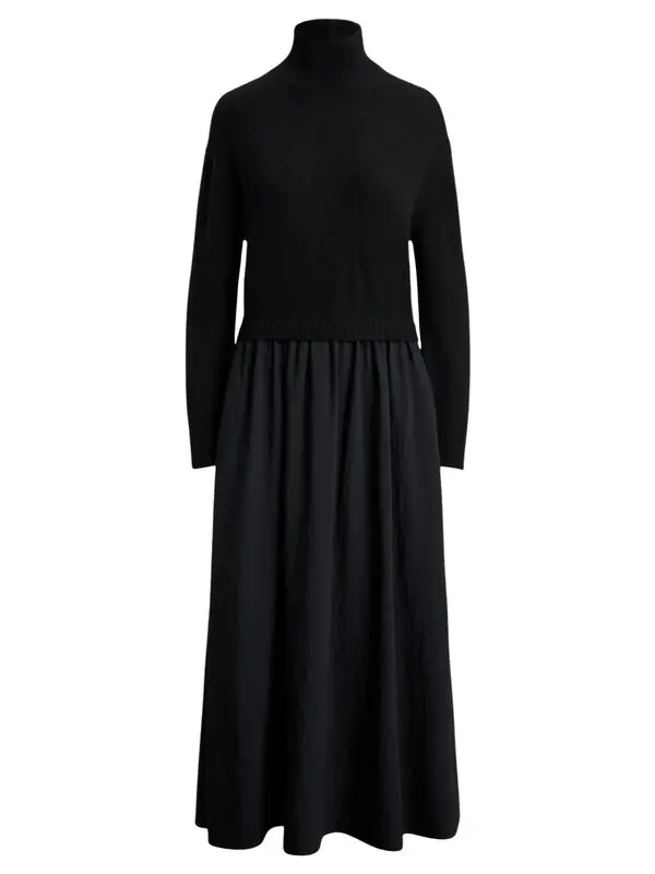 Polo Ralph Lauren Wool-bodice Crepe Dress - Black