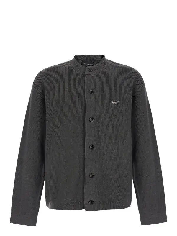Emporio Armani Wool Zipped Cardigan - Grey