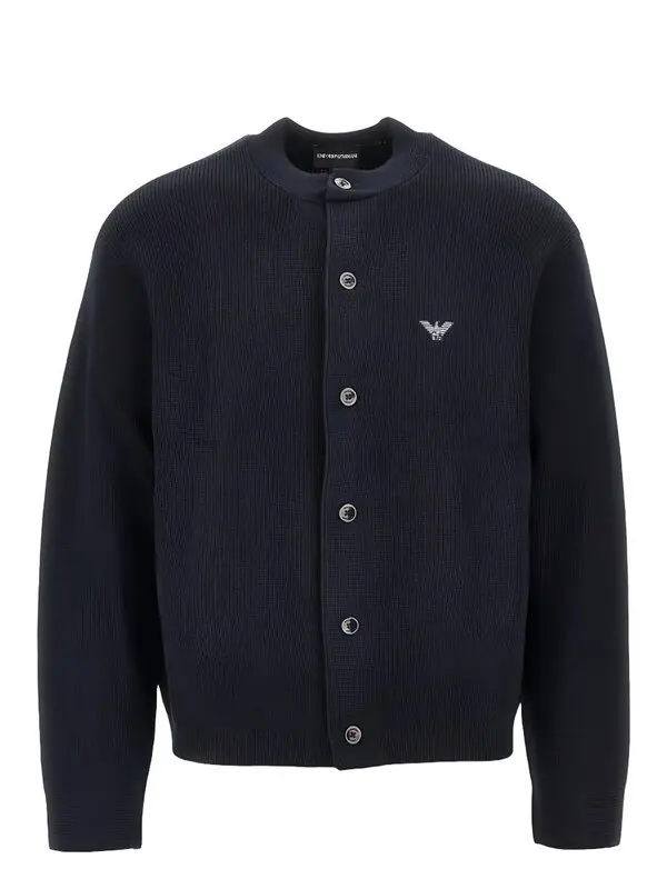 Emporio Armani Wool Zipped Cardigan - Blue