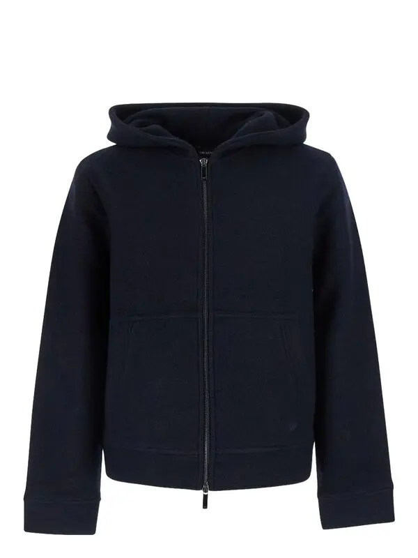 Emporio Armani Wool Blend Blouson Jacket - Blue