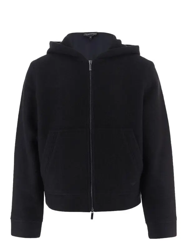Emporio Armani Wool Blend Blouson Jacket - Black
