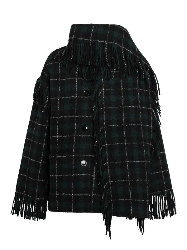 TOTEME Black/green Check Jacket With Scarf - Multicolor
