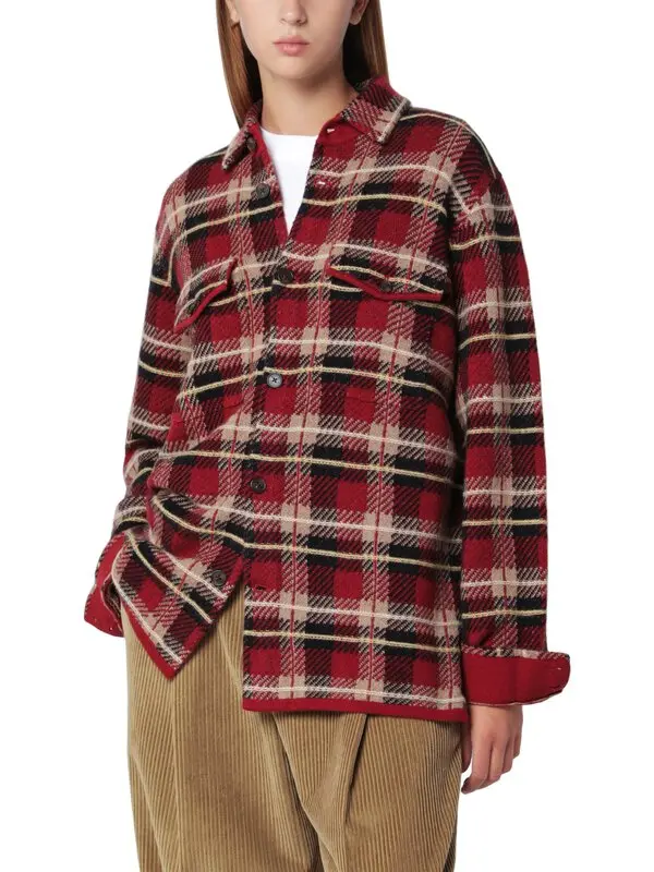 Guest In Residence Carminio Red Plaid Work Checkered Shirt In Cashmere - Multicolor