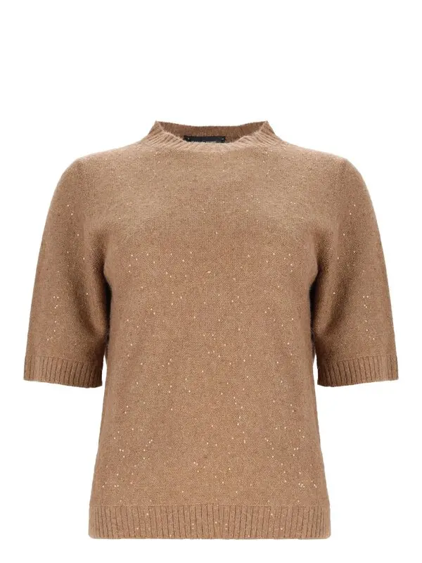 Fabiana Filippi Maglia In Lana Misto Seta E Cashmere - Beige