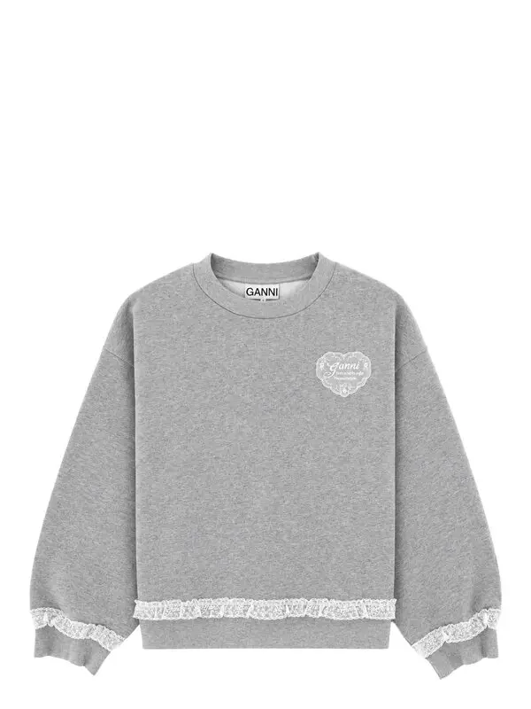 GANNI Felpa "isoli" Con Patch Logo - Grey