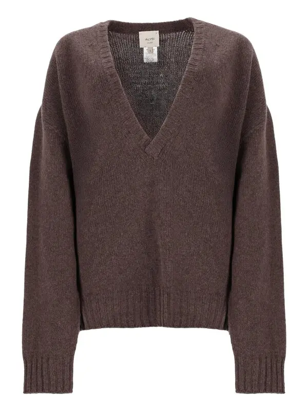ALYSI Maglia "chunky" Con Scollo A V - Brown