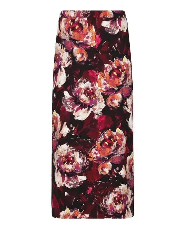Dolce & Gabbana Dolce Gabbana Peony Printed Cady Calf-length Skirt - Multicolour