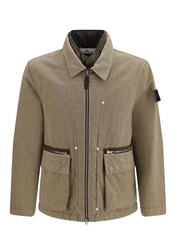 Stone Island Padded Cotton And Wool-blend Jacket - Brown