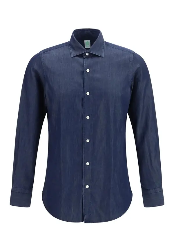 FINAMORE 1925 Giza 45 Denim Shirt - Blue