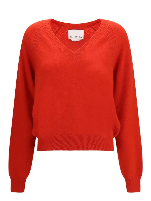 SA SU PHI V Neck Sweater - Red