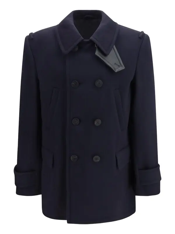 Burberry Wool Cashmere Pea Coat - Blue