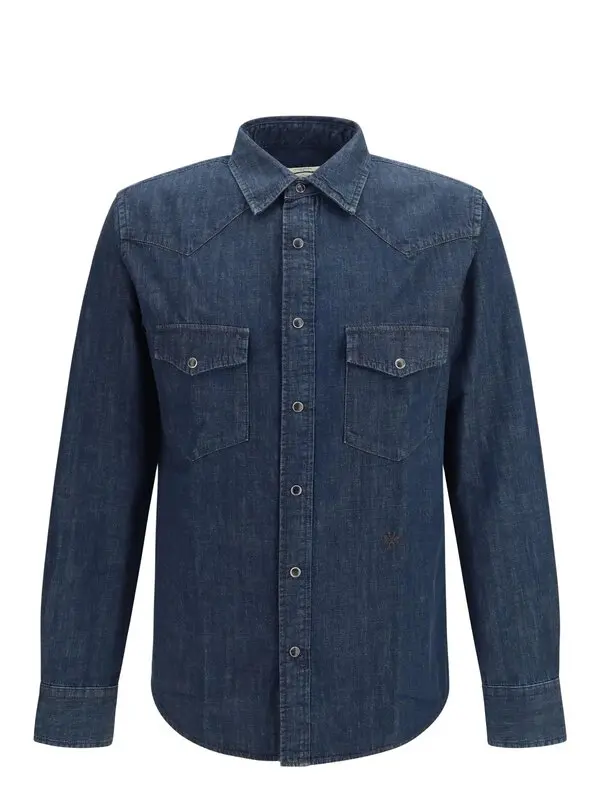 JACOB COHЁN R2 Western Cotton-denim Shirt - Blue