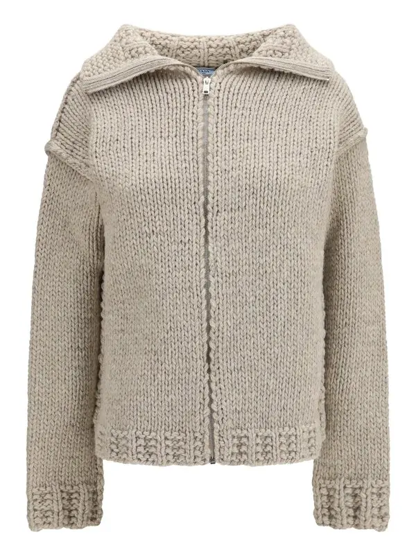 Prada Wool Zip Cardigan - Grey
