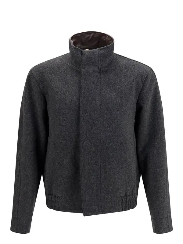 LARDINI Wool Bomber Jacket - Grey