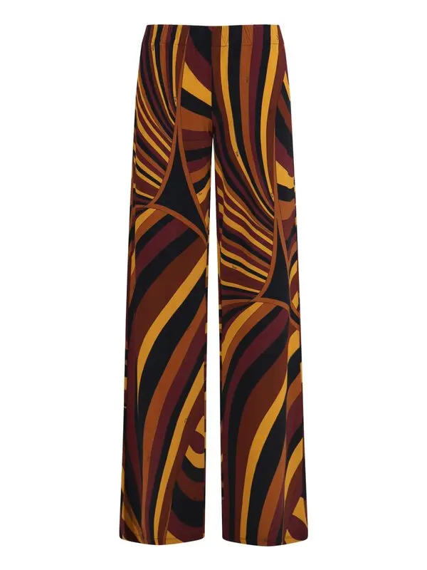 Emilio Pucci Satin Jersey Pants In Iride Print - Multicolour