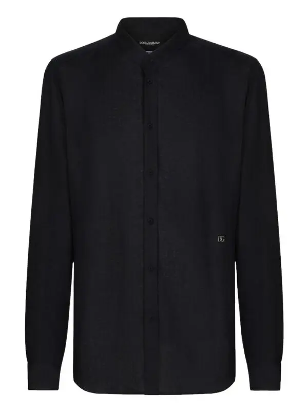 Dolce & Gabbana Dolce Gabbana Logo-plaque Long-sleeved Buttoned Shirt - Black