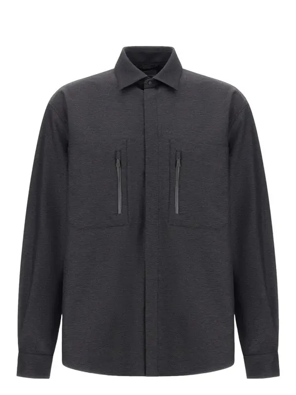 Herno Shirt In Stretch Fabric With Mélange Effect - Anthracite