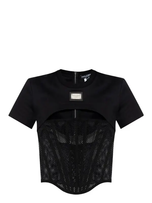 Dolce & Gabbana Logo-plaque Cropped Top - Black
