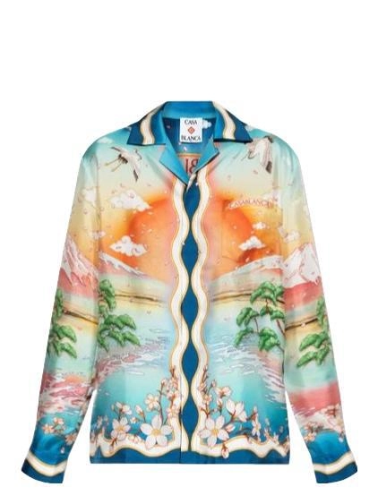 Casablanca Tennis Club Satin Long-sleeved Shirt - Multicolor