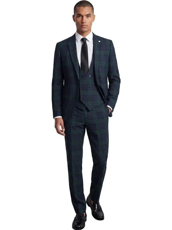 TWISTED TAILOR Ginger Tartan Suit Jacket - Green