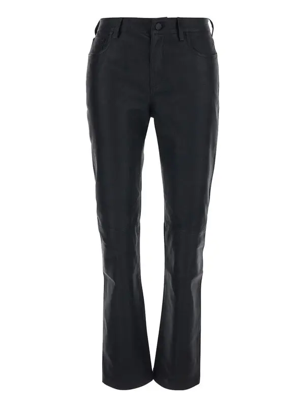 Ag Sophie High-waisted Flared Leather Jeans With Logo Patch Back - Black
