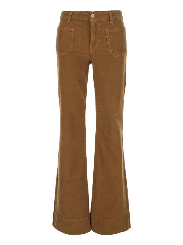 Ag Vicky High Rise Flare Pants With High Waist And Side Pockets - Beige