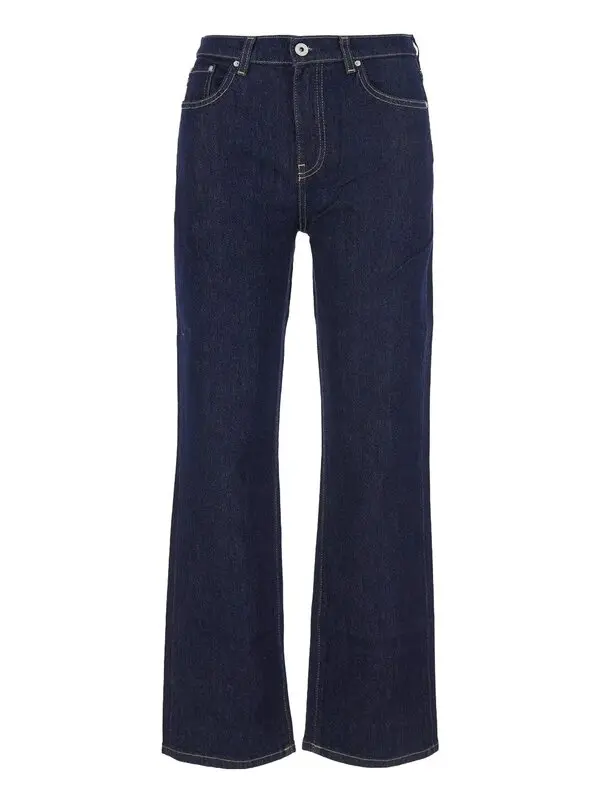 Ag Mid-rise Straight Jeans With Side Pockets - Blu