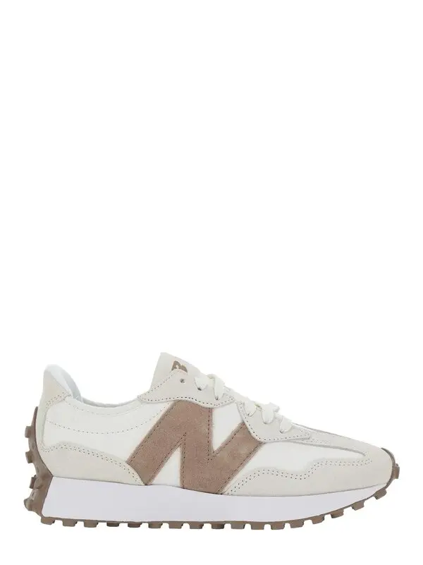 NEW BALANCE 327 Low Top Sneaker With Maxi Patch Logo In Leather And Tech Fabric - Beige