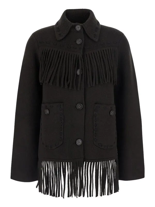 Guest In Residence Fringed Leather Western Jacket With Welt Pockets - Brown