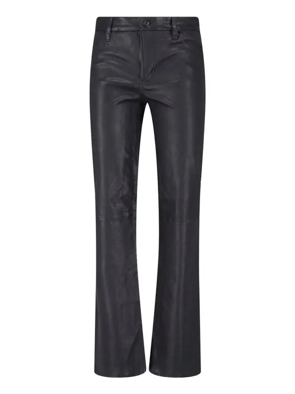 FRAME Leather Flared Trousers - Black