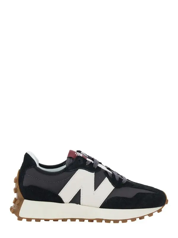 NEW BALANCE Low Top Suede Sneaker With Side Logo Detail - Black