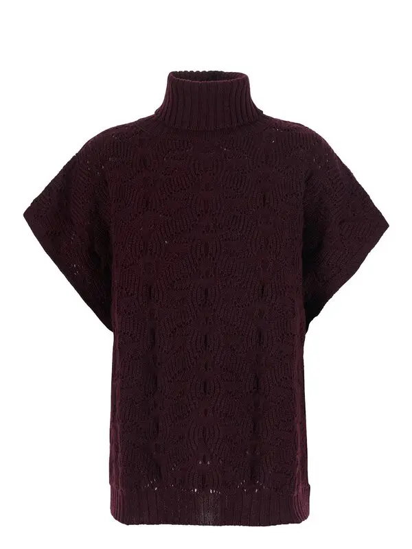 Etro High-neck Knit Sweater With Wide Short Sleeves - Brown