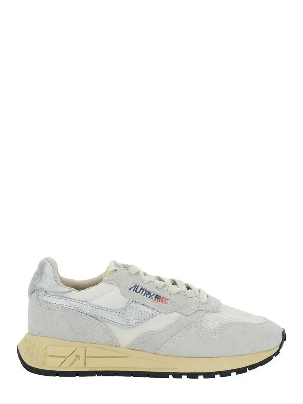 AUTRY Reelwind Leather-blend Low Top Sneaker With Logo Patch - Grey