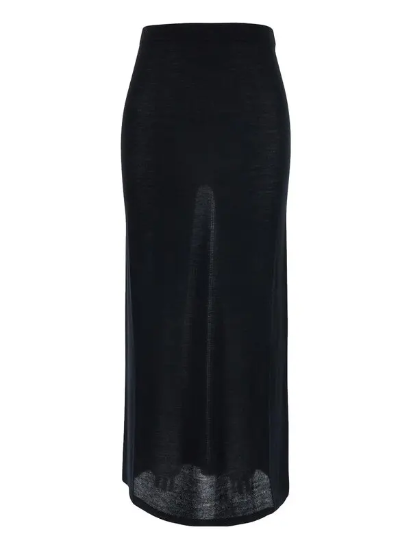 SEMICOUTURE Angie Virgin Wool Midi Skirt With Elasticated Waist - Black